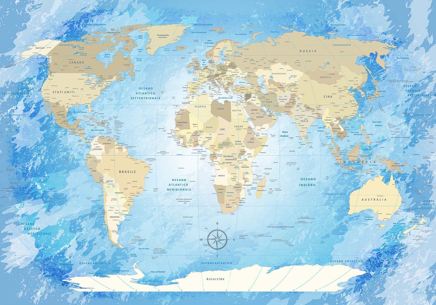 Weltkarte als Poster - Premium Poster - World Map Frozen – WELTKARTEN24